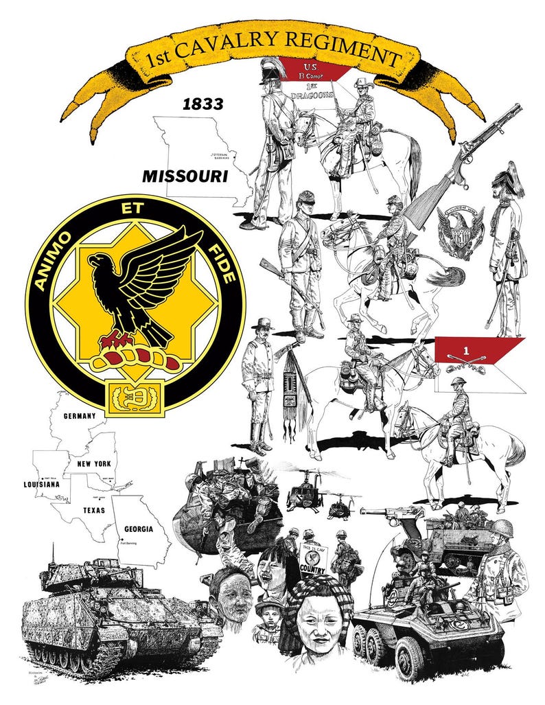 1st Cavalry Regimental Print 17" by 22" Inch Edition - Etsy