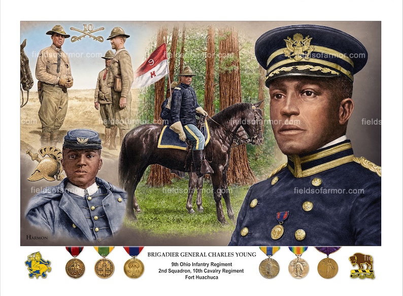 Brigadier General Charles Young Cavalry Tribute Print by Harmon Signed ...