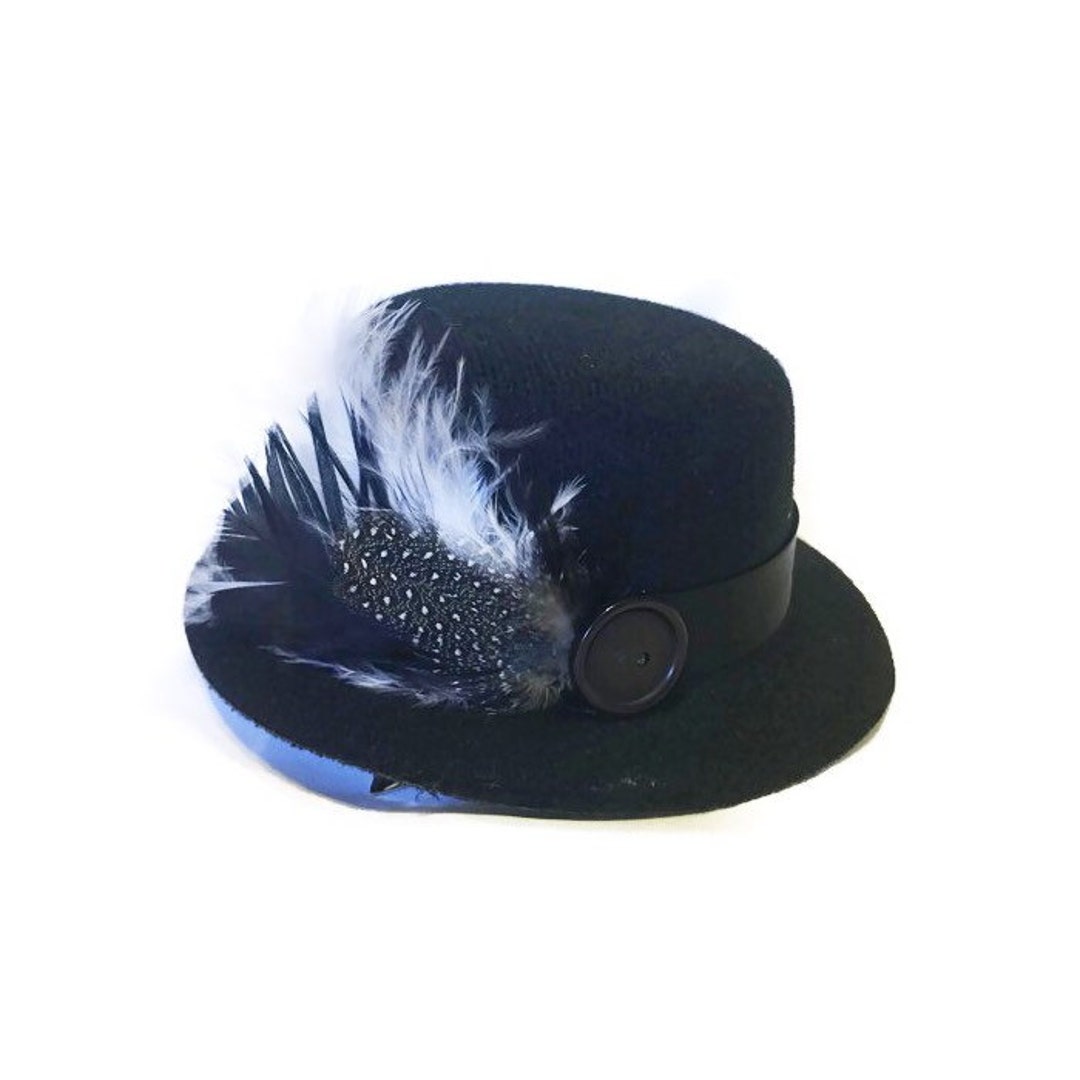 Black Top Hat W/ Accent Feathers - Etsy