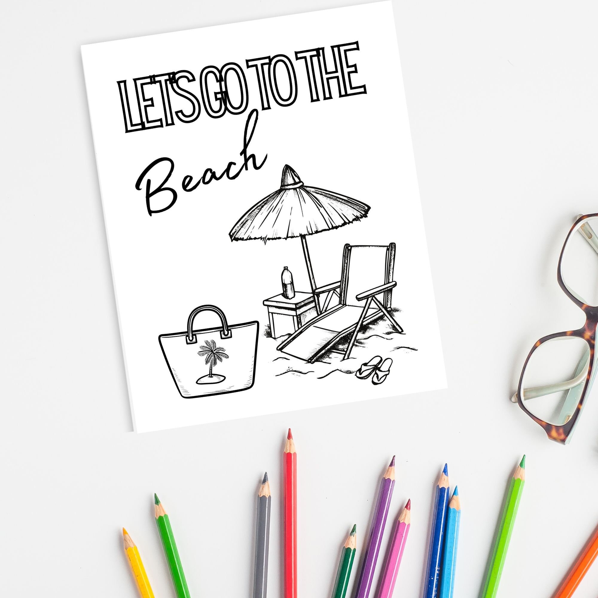 Beach Theme Coloring Book: Vacation Activity Prints (digital Download ...