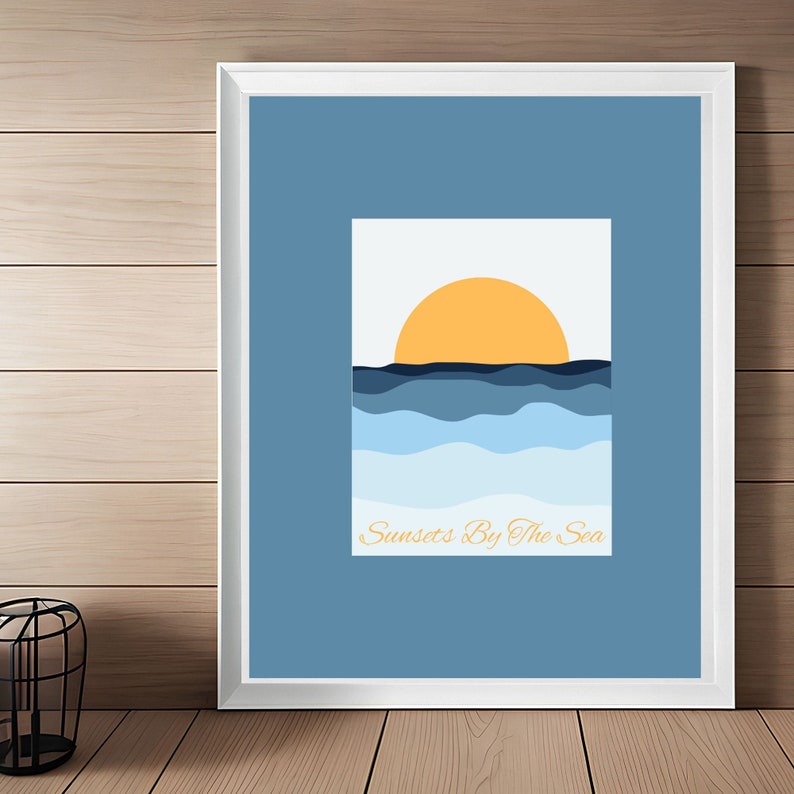 Sunset Wall Art | Sunset Over Ocean Digital Art | Beach House Decor ...