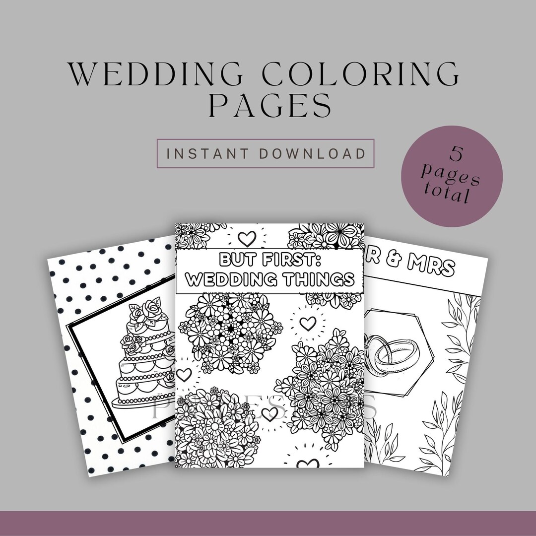 Wedding Coloring Book, Printable Coloring Pages for Bride to Be ...