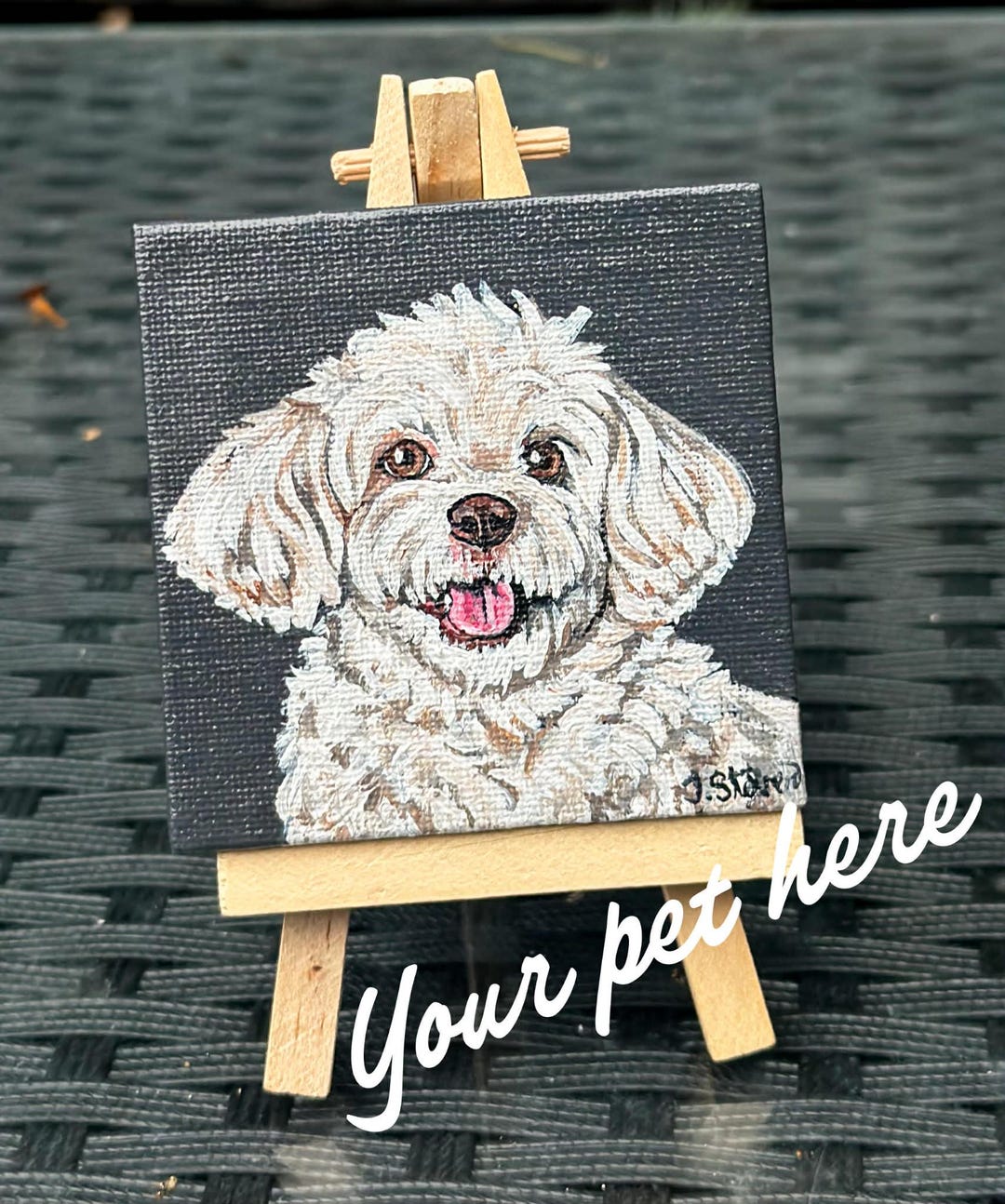 Miniature Pet Portrait - Acrylic Painting With Mini Easel 3x3inches - Etsy
