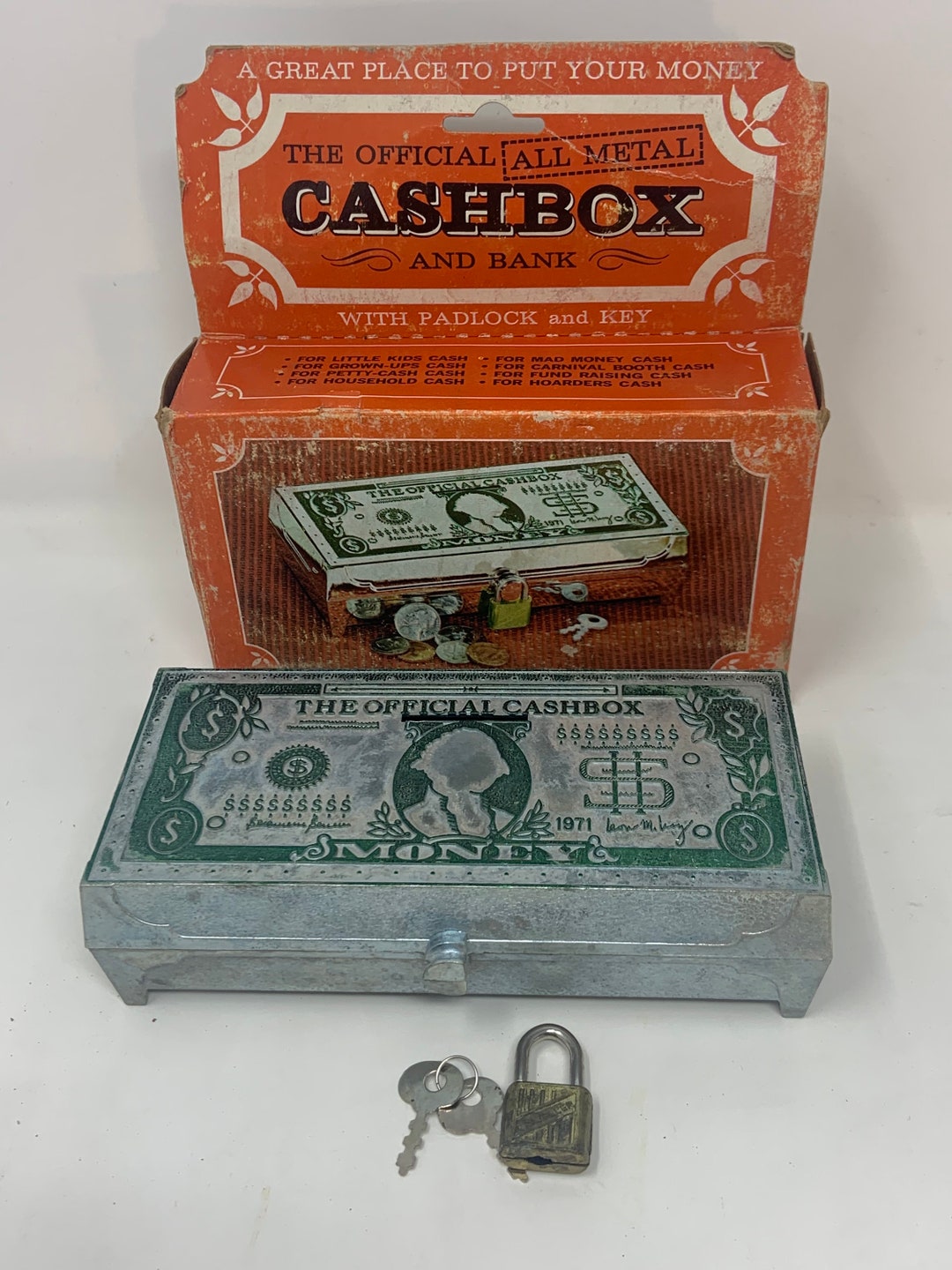 NOS Official All Metal Cashbox by Allen / Lock With Key, Removable Coin ...