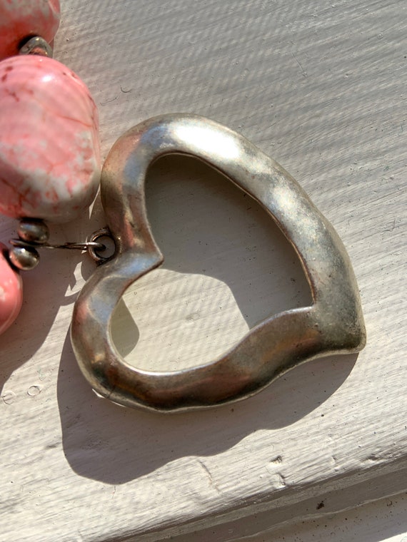 Pink Thulite / Rosaline Rough Tumbled Heart Necklace … - Gem