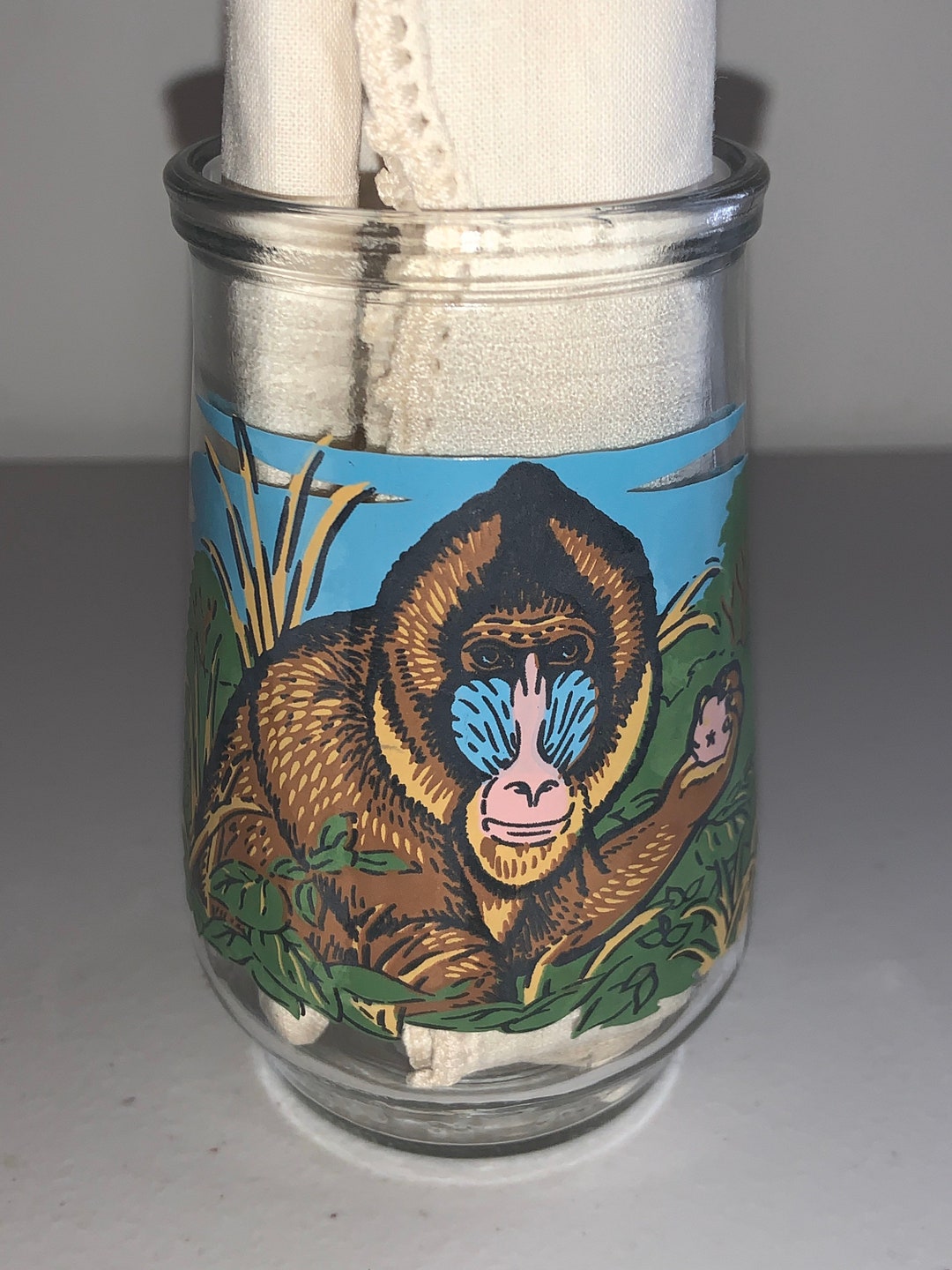Mandrill Endangered Species Welchs Jelly Juice Glass / 1990s 4 Tall WWF ...