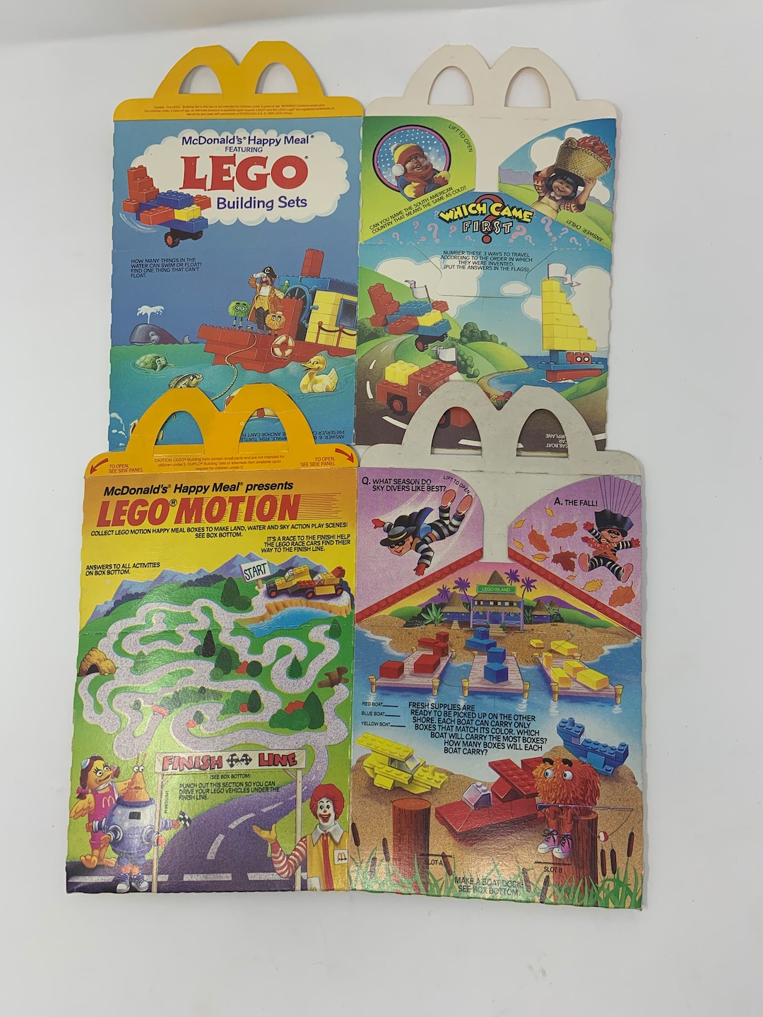 1986 + 1988 LEGO Mcdonalds Happy Meal Boxes - Lego Motion / LEGO ...