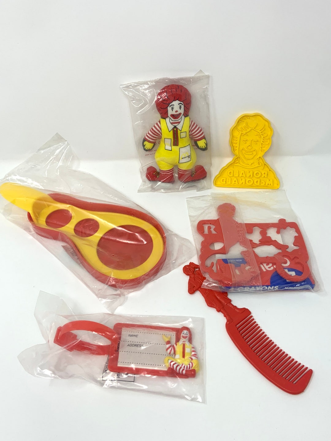 6 Pc Ronald Mcdonald Lot Doll Luggage Tag Comb Bubble Wand Stencil ...