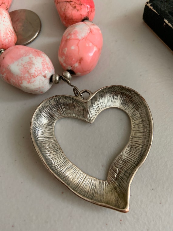 Pink Thulite / Rosaline Rough Tumbled Heart Necklace … - Gem