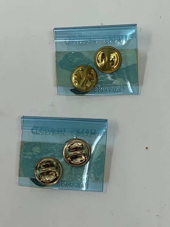 Pair of Vintage NOS Pac Man Tac Pins / Hand Painted - Gem