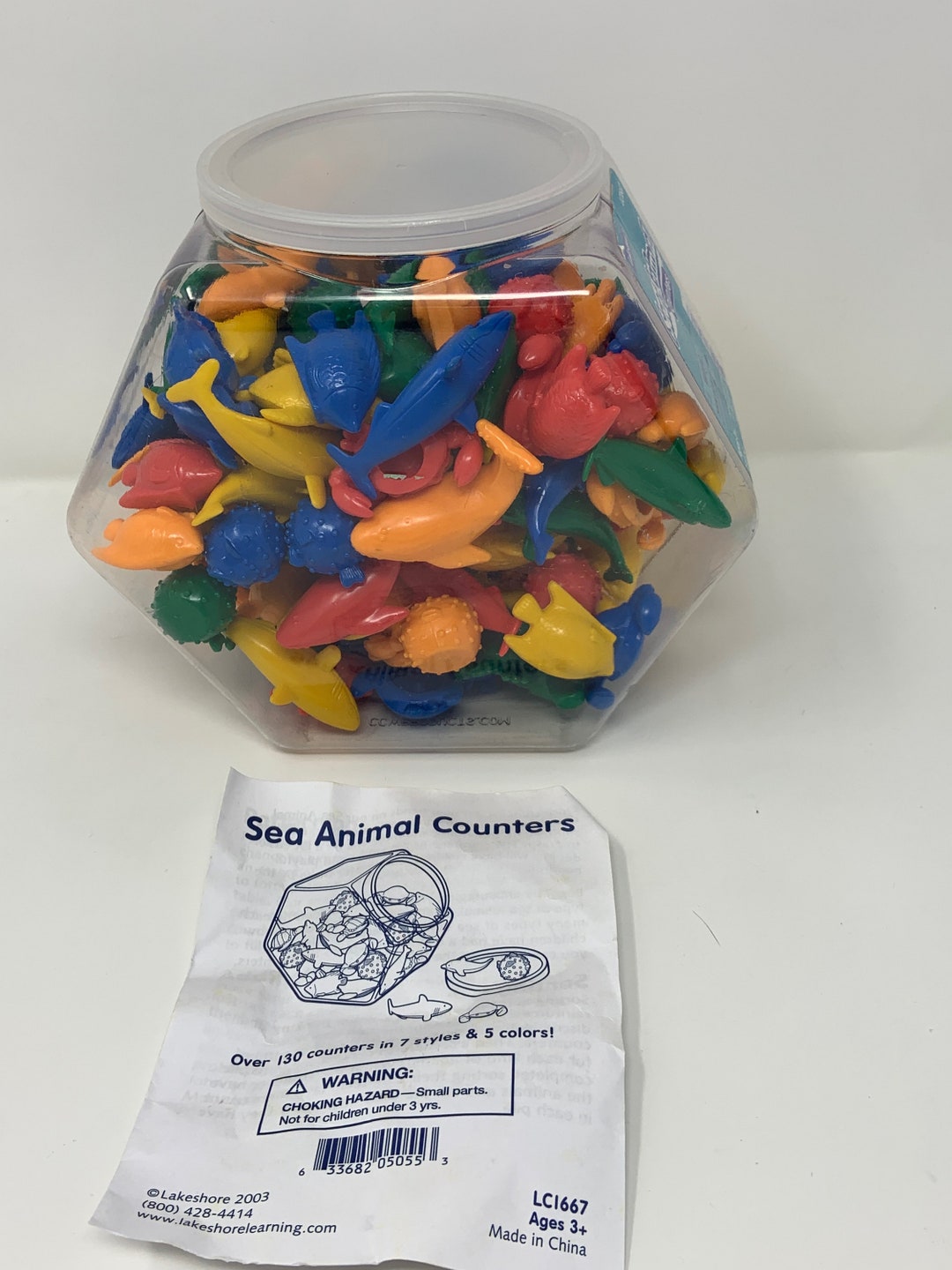 130 Pc Multicolor Sea Animal Counters - Whale Shark Turtle Crab Dolphin ...