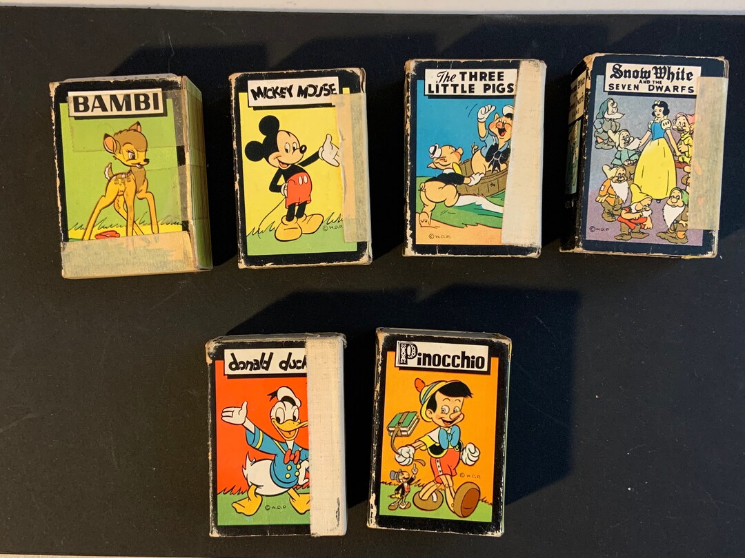 1946 Walt Disney Library of Games Russell Mfg / 5 Unique Mini Card ...