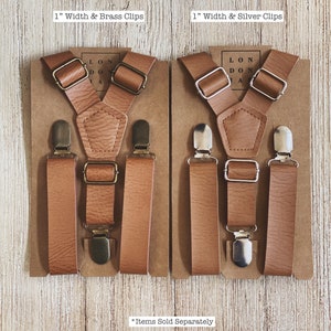 Vintage Brown Weathered Suspenders - Tan Bow Tie - Bow Tie Neck Tie Set ...