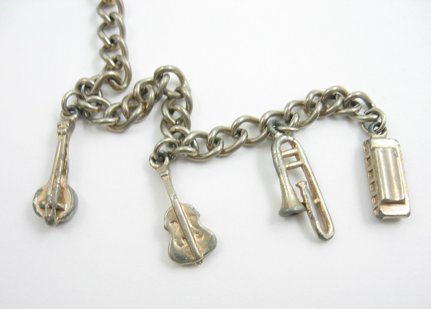 MUSICAL Charm Bracelet Music Instruments Silvertone Harmonica - Etsy