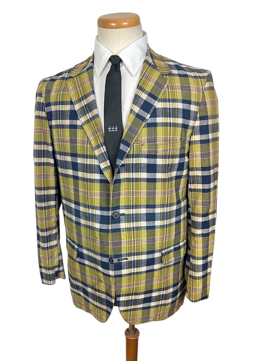 Vintage 1950s Bleeding Madras Cotton Plaid Sack Sport Coat ~ 38 R ...