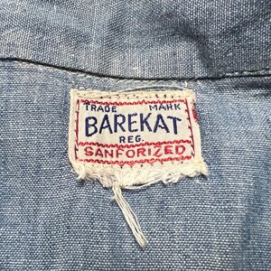 Vintage 1940s BAREKAT Chambray Work Shirt S to M Sanforized Selvedge ...