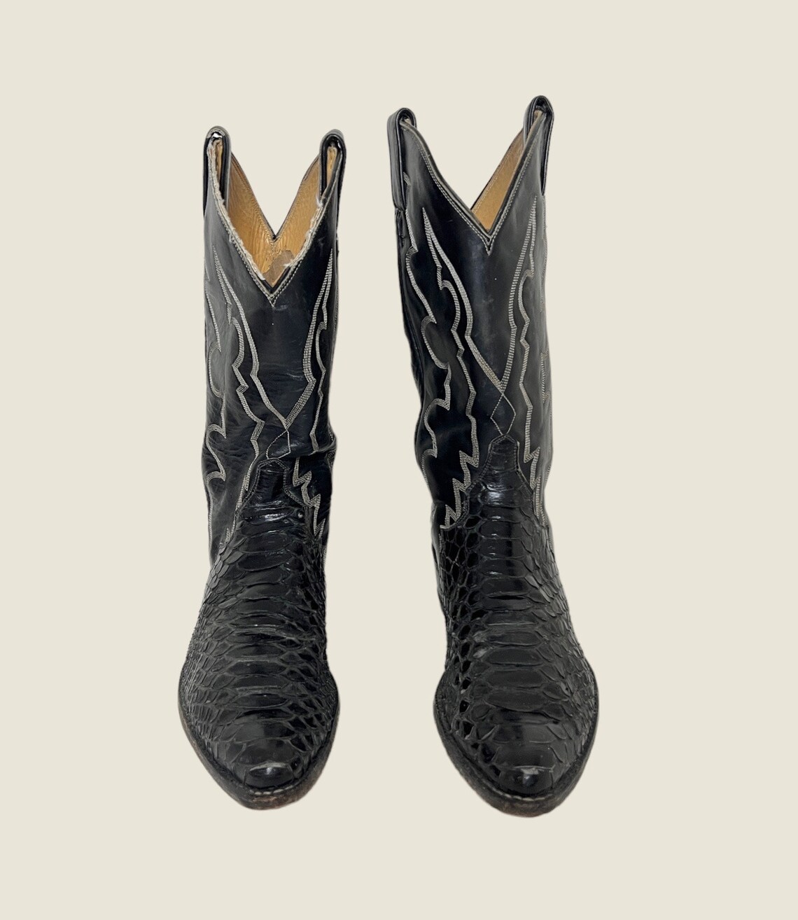 Vintage TONY LAMA Black Snakeskin Cowboy Boots Men's 9 D - Etsy