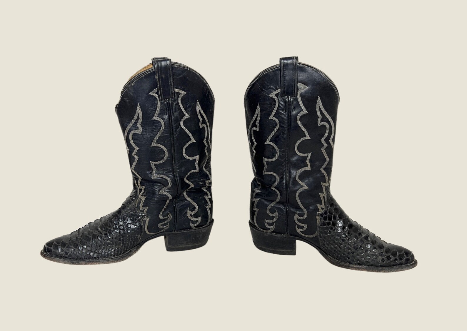 Vintage TONY LAMA Black Snakeskin Cowboy Boots Men's 9 D - Etsy