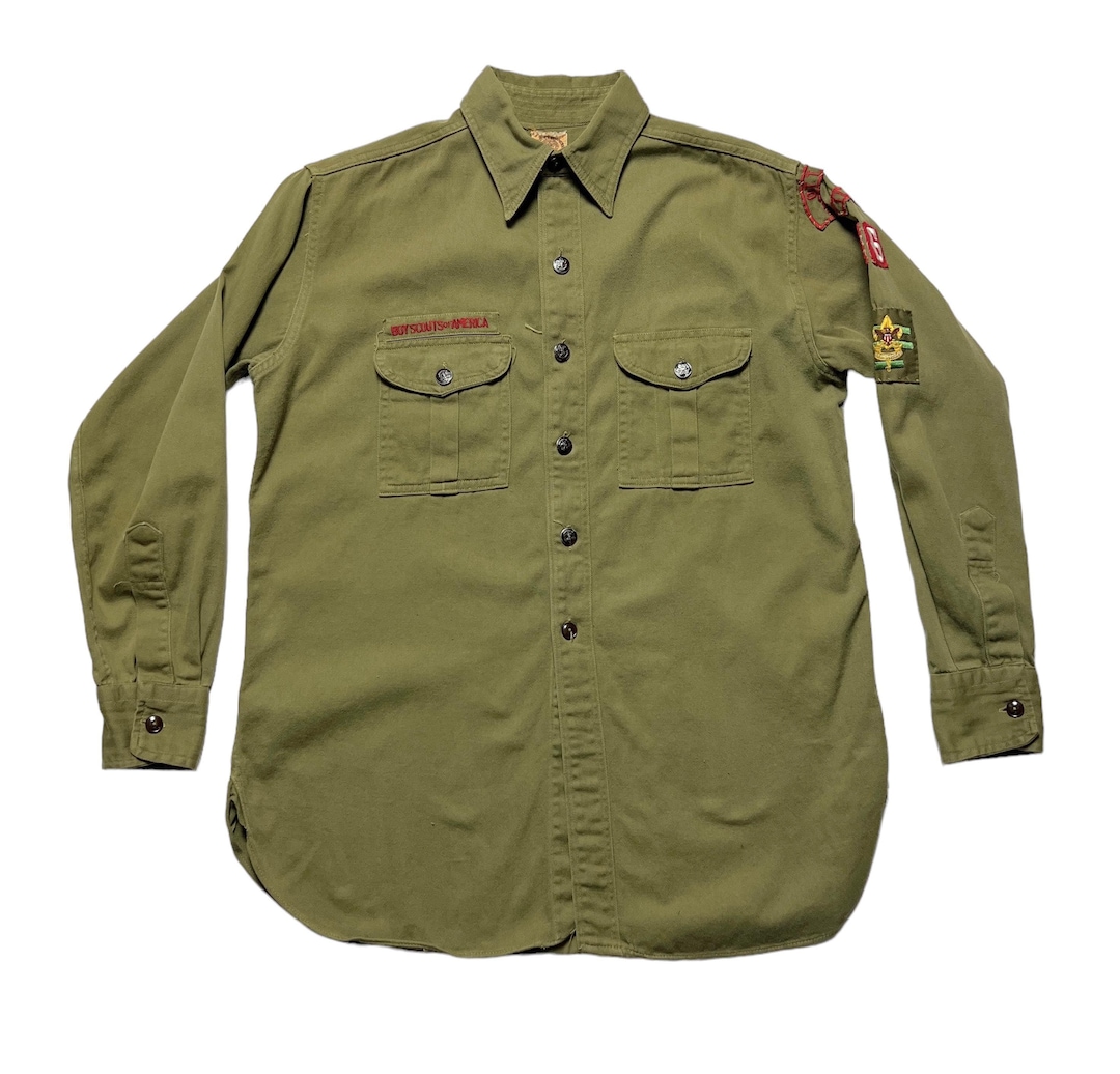 Vintage 1940s Cotton Twill Boy Scouts Button-up Shirt ~ Size M ~ 40s ...
