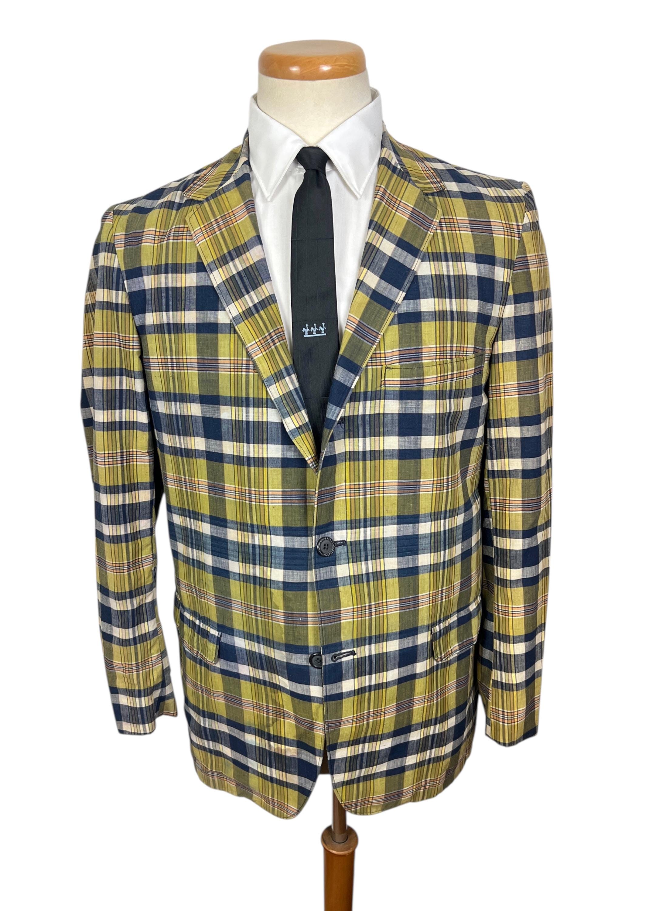 Vintage 1950s Bleeding Madras Cotton Plaid Sack Sport Coat ~ 38 R ...