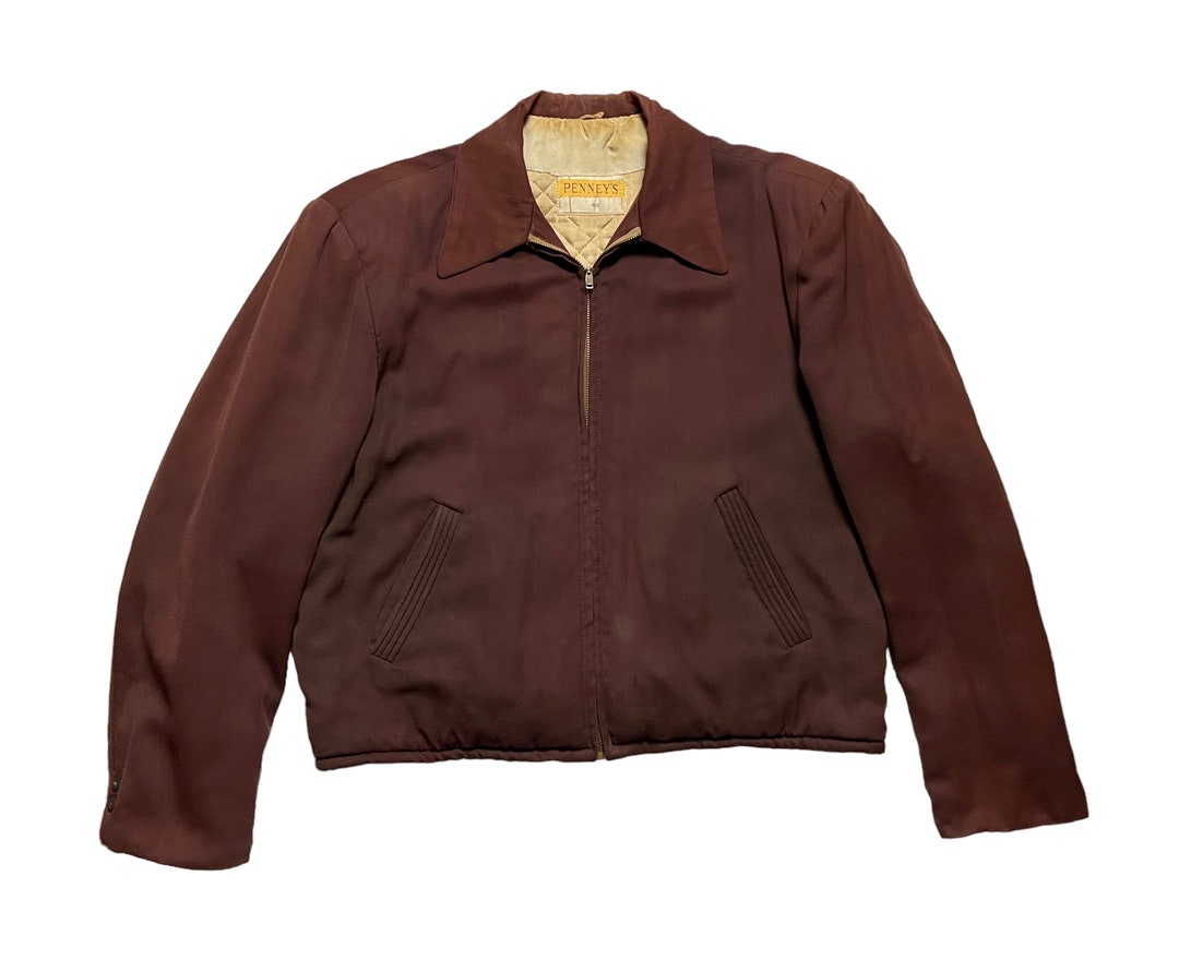 Vintage 1950s PENNEY'S Rayon Gabardine Ricky Jacket ~ Size 40 ~ Work ...