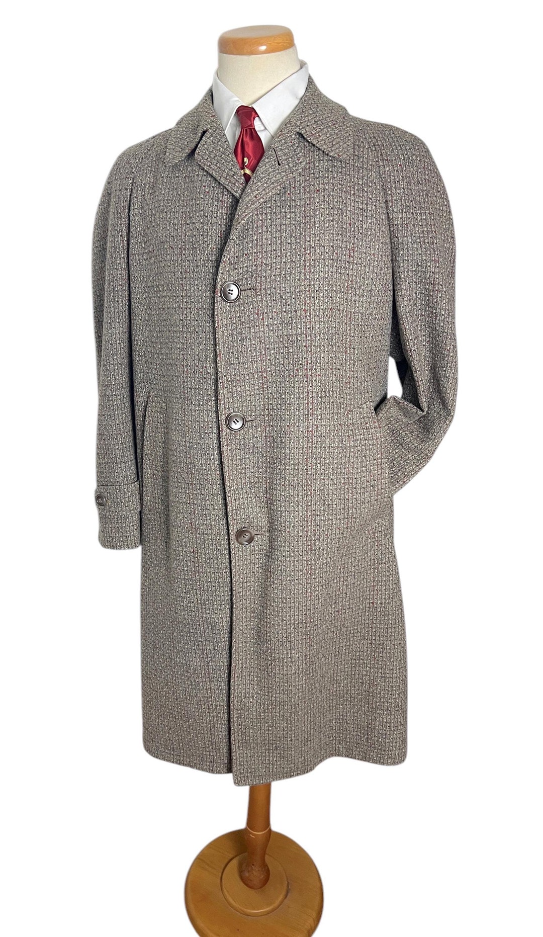Vintage 1950s Wool DONEGAL TWEED Balmacaan Overcoat ~ Size 38 Short ...