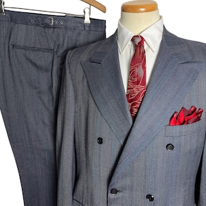 Vintage 1960s/1970s Double-breasted Wool 2pc Suit Size 42 Long Jacket ...