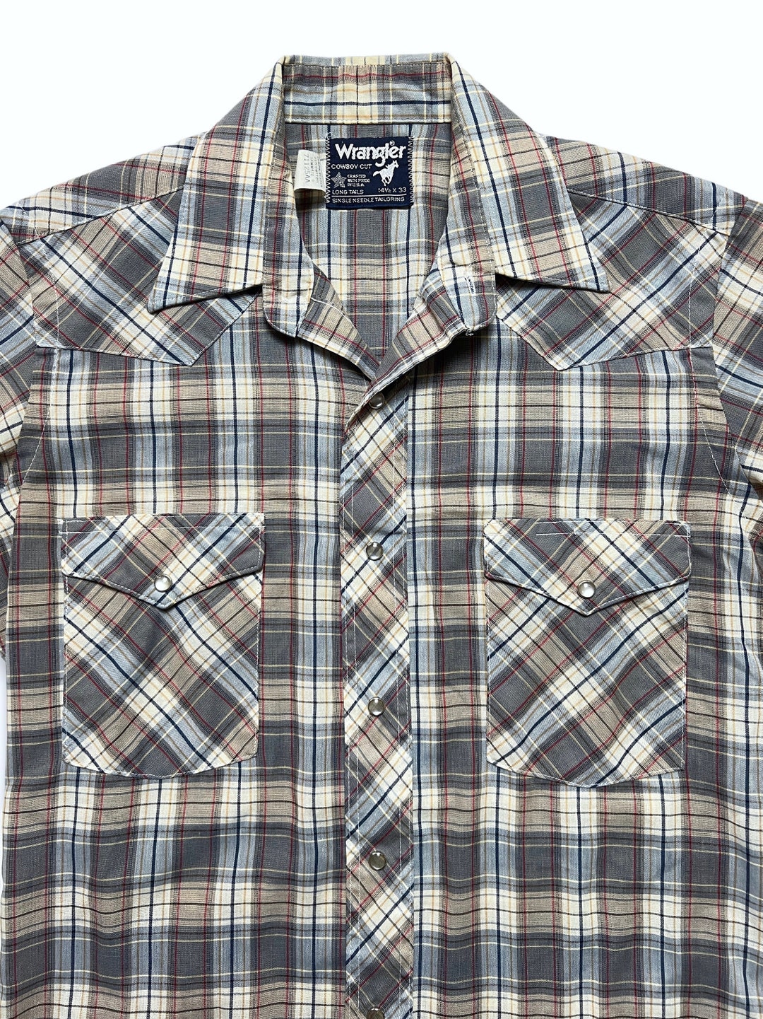 Vintage USA Made WRANGLER Plaid Western Shirt ~ Men's S / Women's M ...