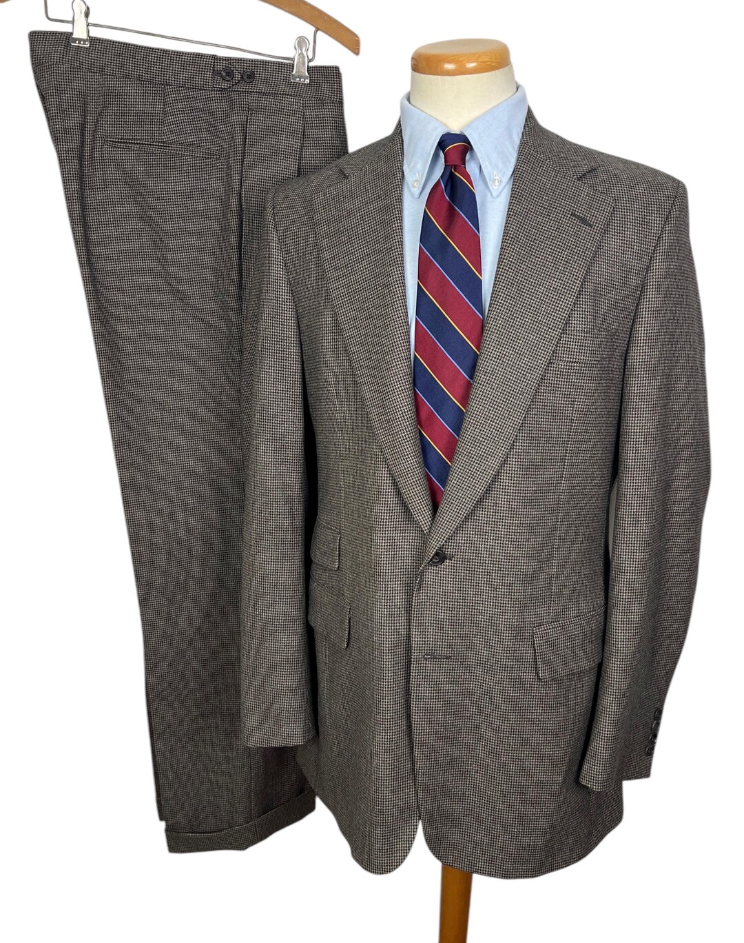 Vintage PAUL STUART Wool Flannel 2pc Houndstooth Suit ~ Size 40 Long ...