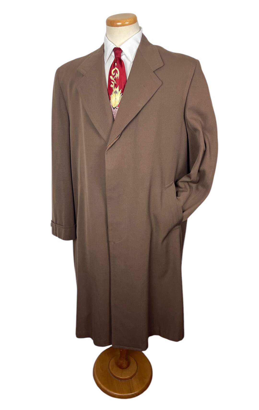 Vintage 1950s Wool Gabardine Overcoat W/ Zip-in Liner ~ Size 44 ...