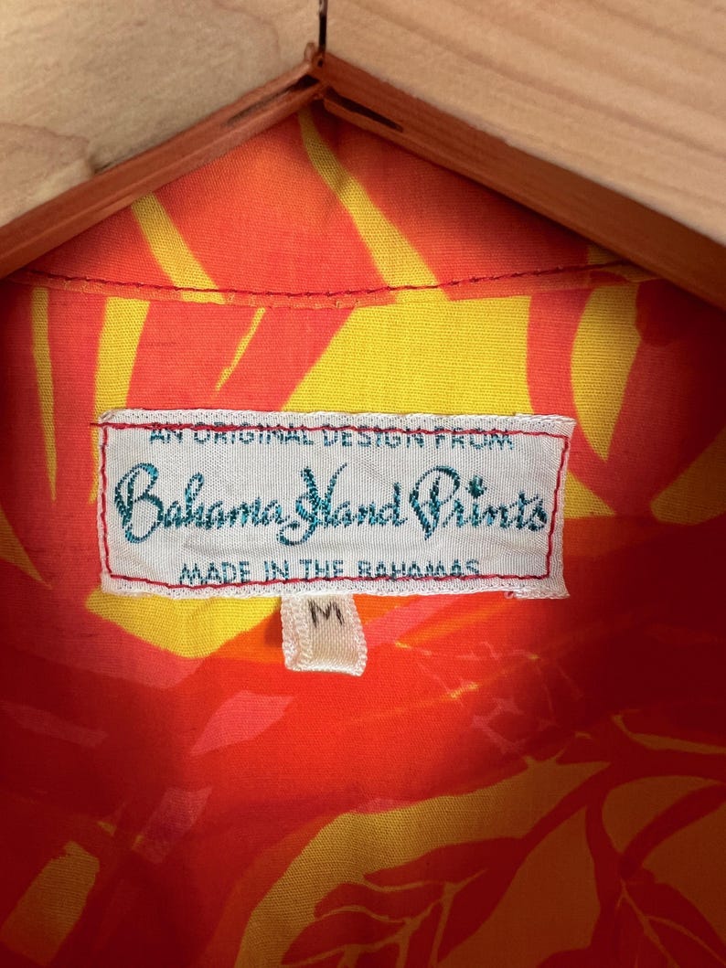 Vintage 1960s Bahama Hand Prints Sport Shirt ~ M ~ Camp Collar ~ Aloha ...
