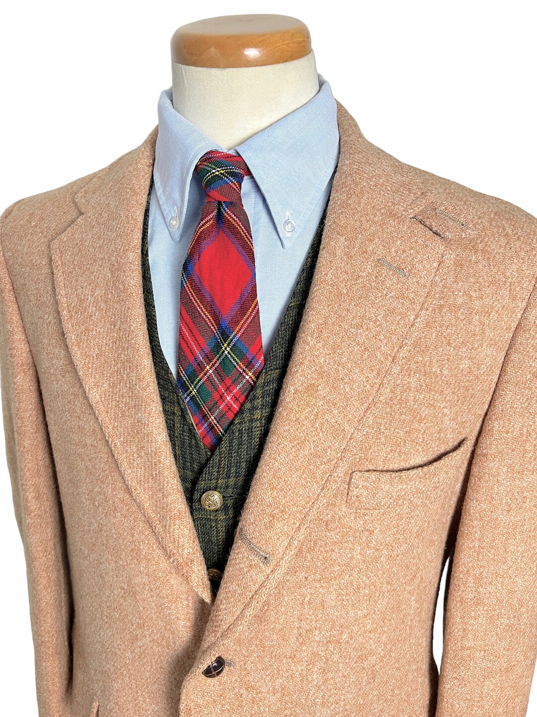 Vintage 1970s HARRIS TWEED Wool Hacking Sack Jacket 40 to 42 R 3 Roll 2 ...