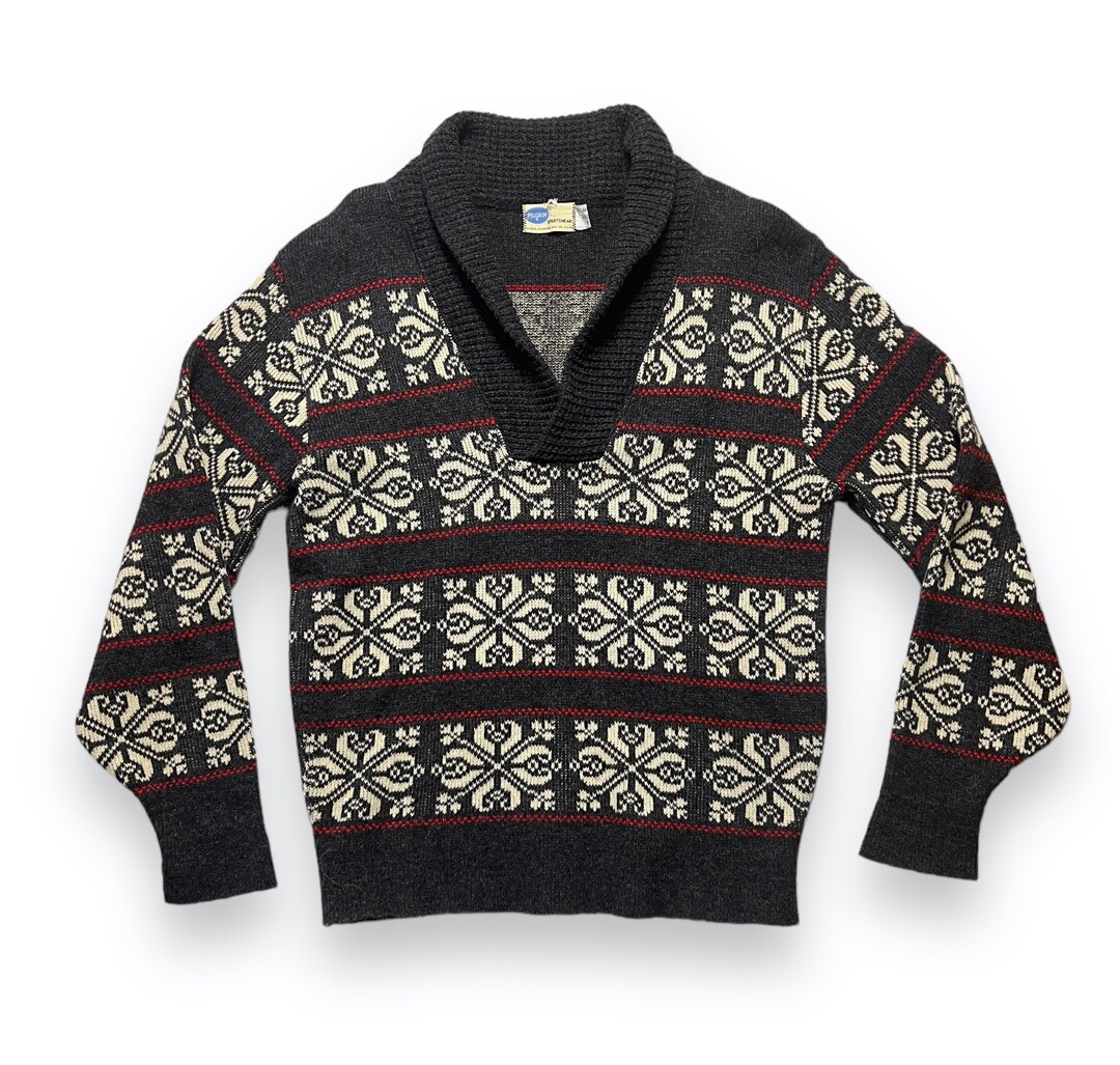 Vintage 1950s/1960s PILGRIM Shawl Collar Sweater ~ M ~ Knit Pullover ...