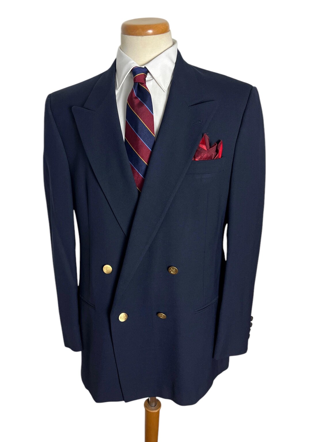Vintage CHRISTIAN DIOR Wool Double-breasted Navy Blazer ~ Size 44 R ...