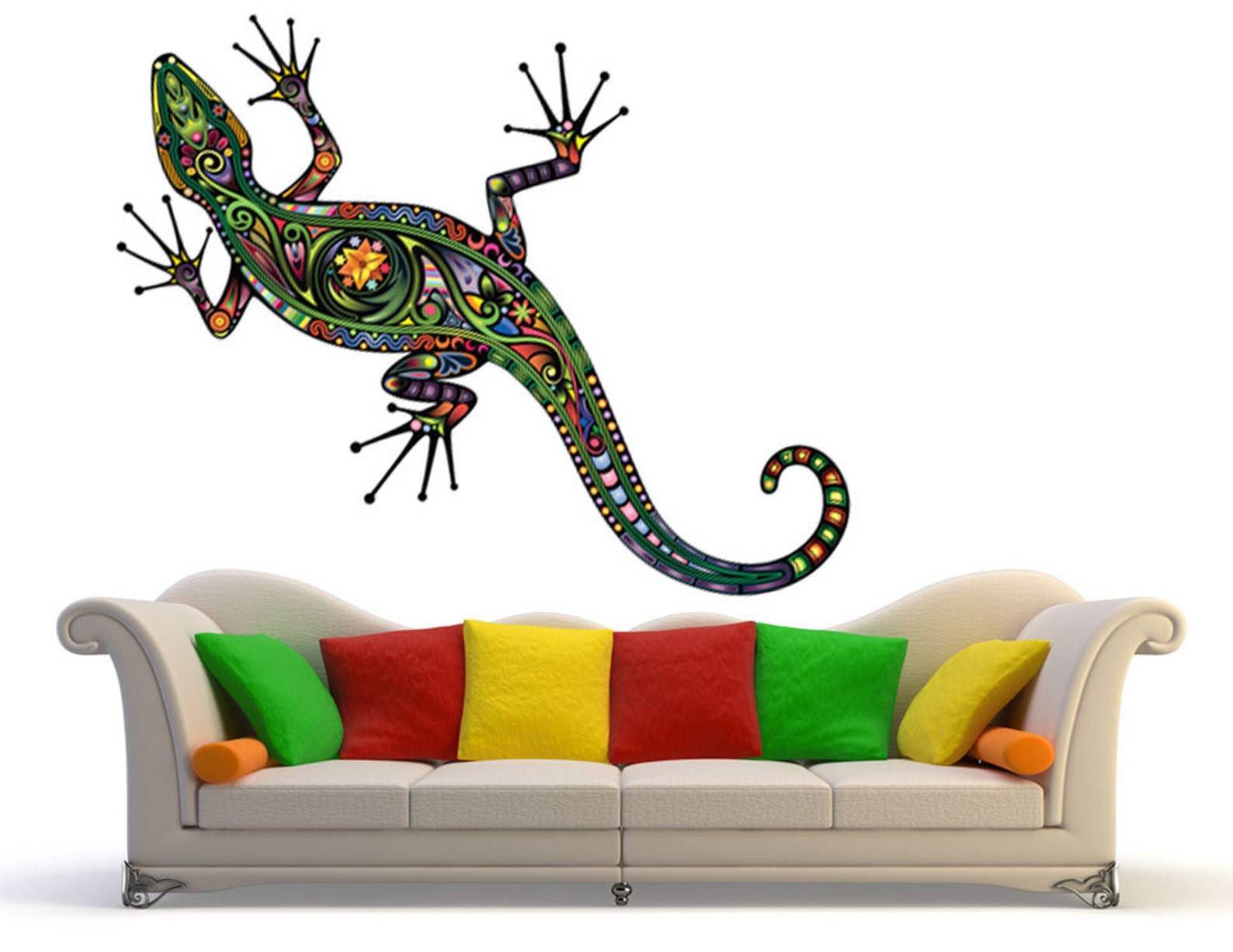 Abstract Lizard Wall Sticker, Colorful Lizard Wall Decal Decor, Lizard ...