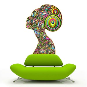 Abstract Woman Wall Sticker, Colorful Female Wall Decal Decor, Girl ...