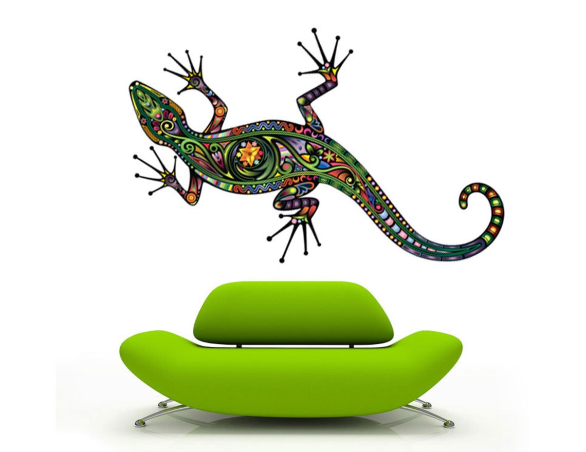 Abstract Lizard Wall Sticker Colorful Lizard Wall Decal - Etsy Australia