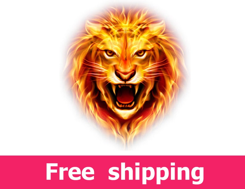 Abstract Fire Lion Wall Sticker, Colorful Burn Tiger Wall Decal Decor ...