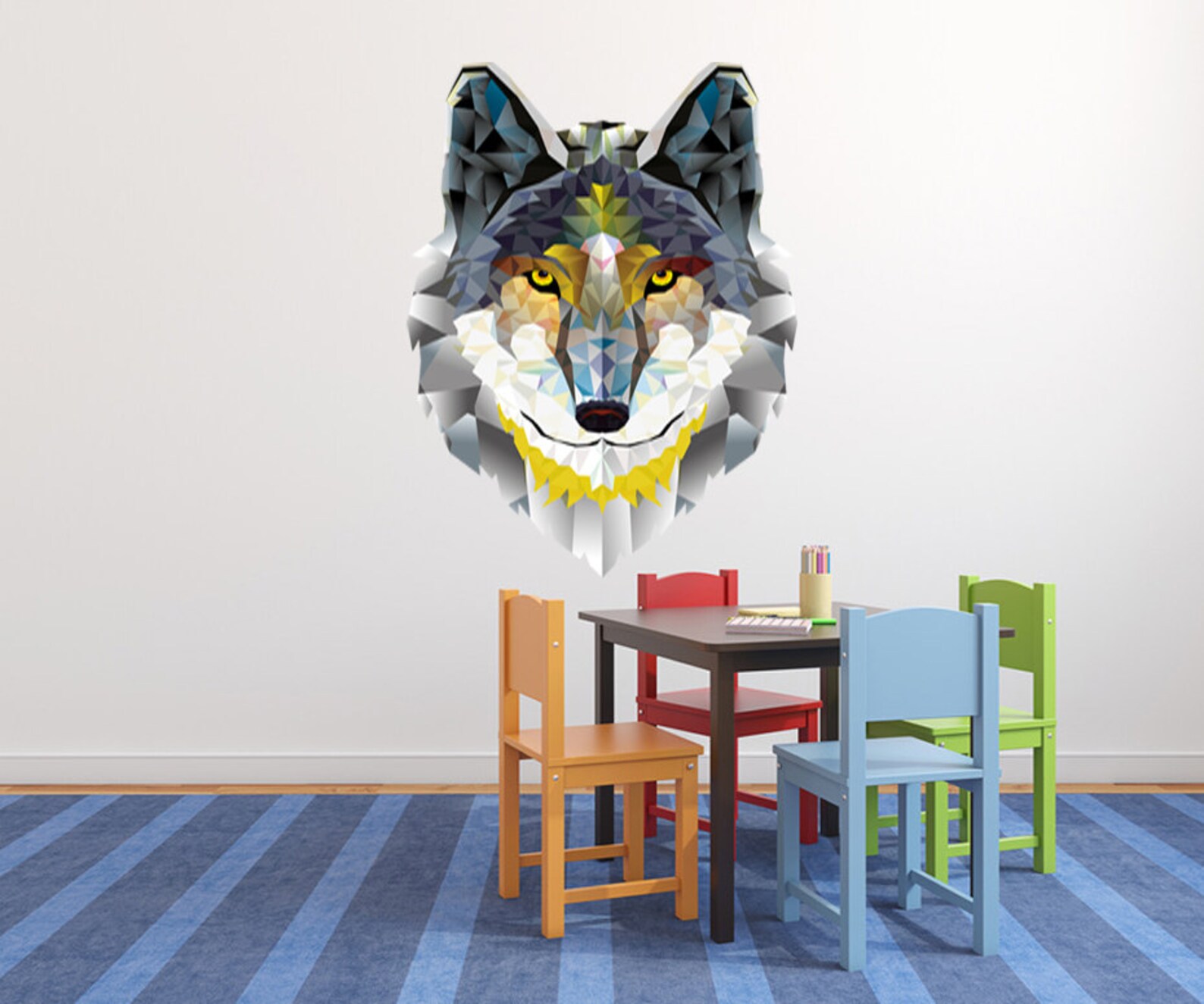 Geometric Wall Decal Wolf Geometric Decal Fox Geometric Home - Etsy