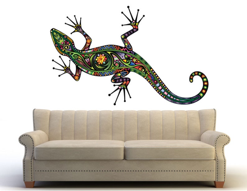Abstract Lizard Wall Sticker Colorful Lizard Wall Decal - Etsy Australia