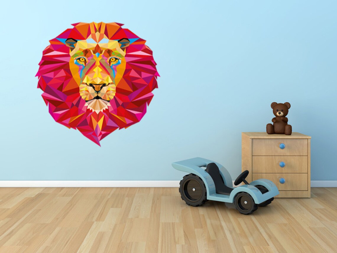 Geometric Wall Decal Lion Geometric Decal Lion Geometric - Etsy