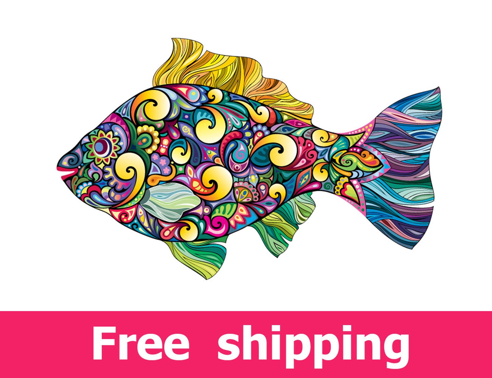 Abstract Fish Wall Decal, Colorful Fish Wall Sticker, Fish Decal Vinyl ...