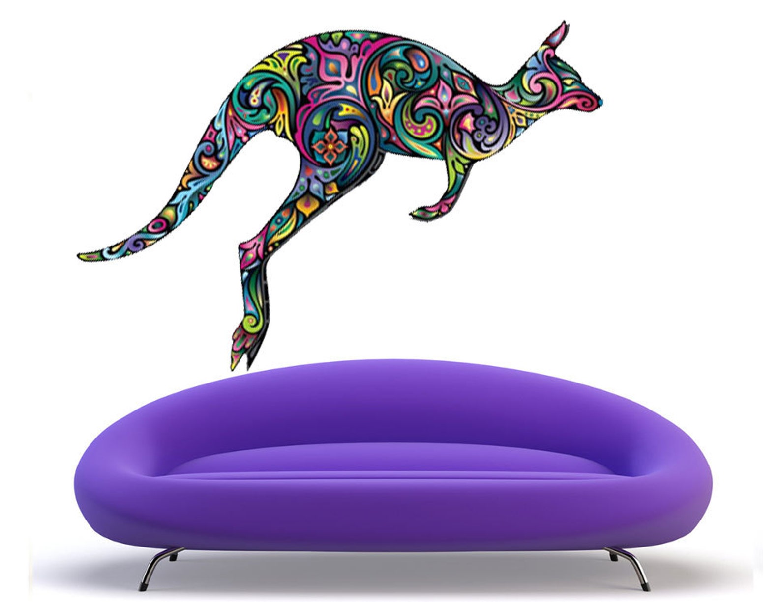 Abstract Kangaroo Wall Sticker, Colorful Kangaroo Wall Decal Decor ...