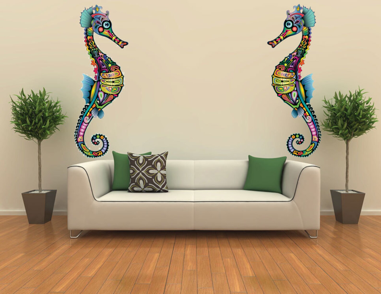 Abstract Seahorse Wall Sticker, Colorful Seahorse Wall Decal Decor ...