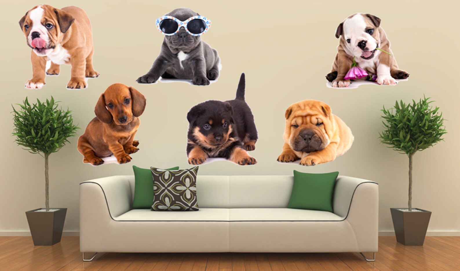 SET of Puppies Wall Decal Dog Set for Children Design Puppy - Etsy