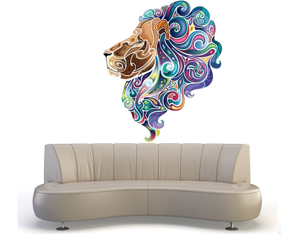 Abstract Lion Wall Sticker Colorful Lion Wall Decal Decor - Etsy