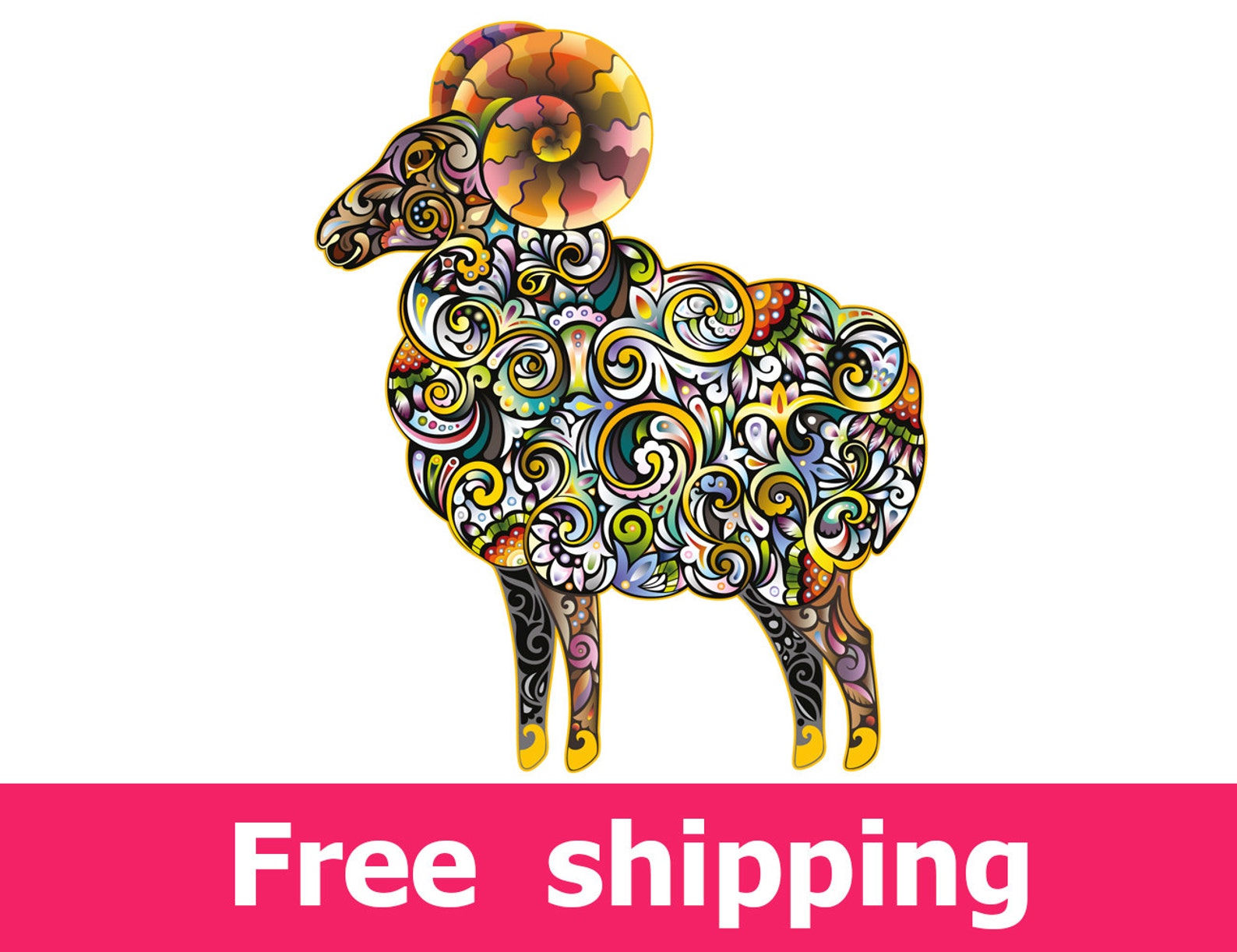 Abstract Ram Wall Decal Colorful Ram Wall Sticker Magnate - Etsy