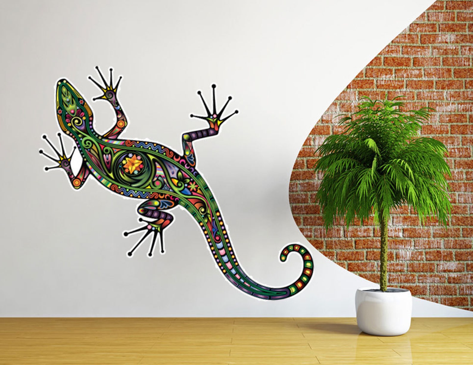 Abstract Lizard Wall Sticker Colorful Lizard Wall Decal - Etsy Australia