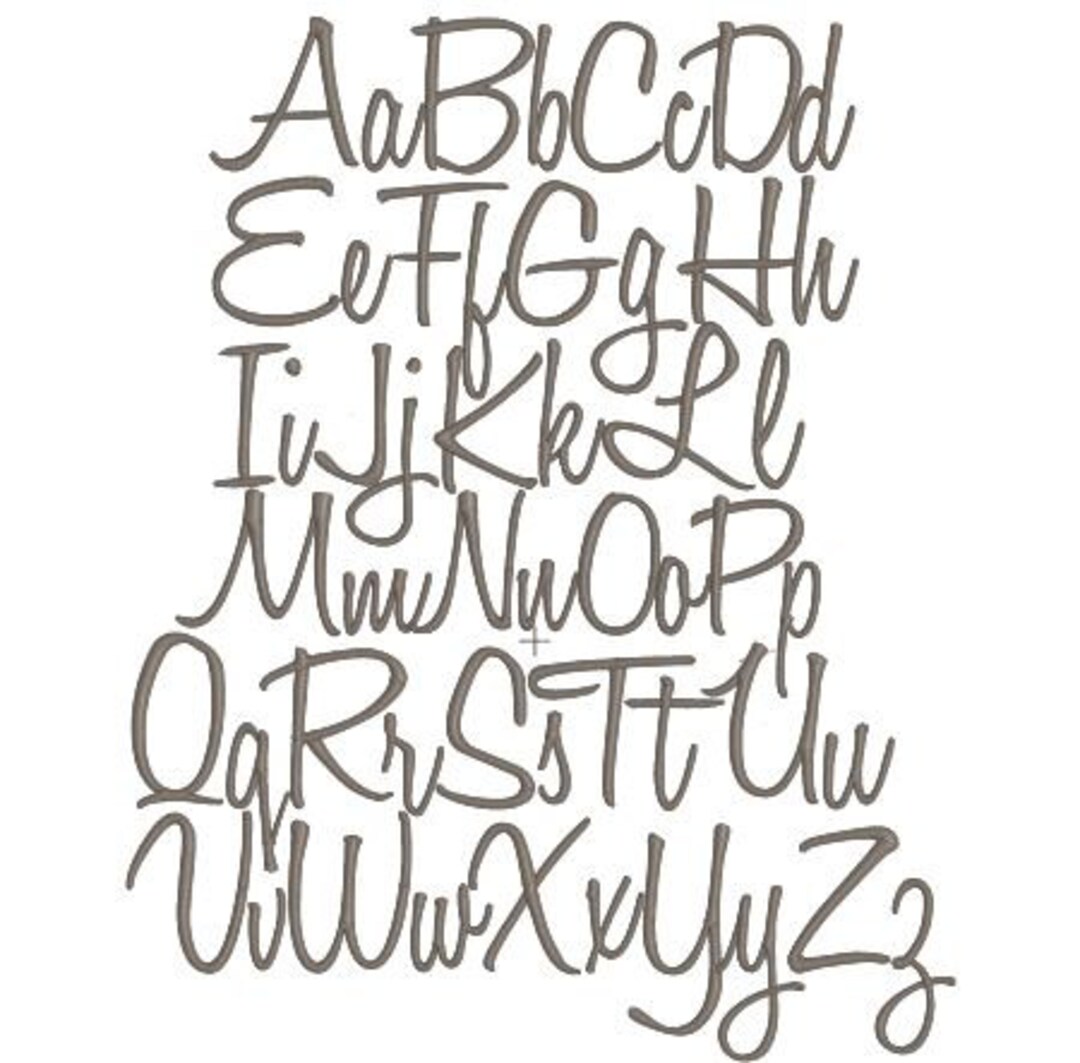 3" Classic Script Cursive Handwriting Style Embroidery Font Monogram ...