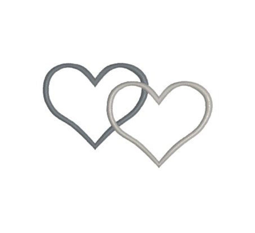 Two Double Heart Embroidery Design File Instant Download - Etsy